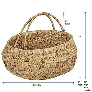 Household Essentials Brown Woven Wicker Flower Basket with Handles | Natural Hyacinth