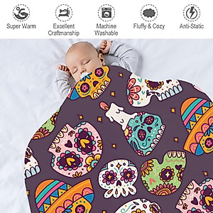 LAKIMCT Sugar Skull Round Soft Baby Blankets for Boys Girls, Newborn Blanket for Suitable for Swaddling Sleep Stroller Cover Nursery Blanket, 35 Inch