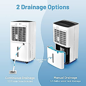 COSTWAY Dehumidifier for Large Room and Basements, 1500 Sq. Ft Portable 24 Pints Dehumidifier with 3 Modes, 2 Speeds, 12H Timer, Auto or Manual Drainage, 0.5 Gallon Water Tank, 4 Wheels for Home and Basements