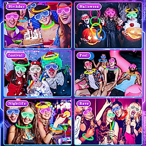 OLUPP 222PCS Glow in the Dark Party Supplies, Glow Sticks Glasses Favors, 200 PCS Glow Sticks and 22 PCS LED Glasses, New Years Neon Party Favors for Glow Party, Wedding, Concert, Raves, Birthday