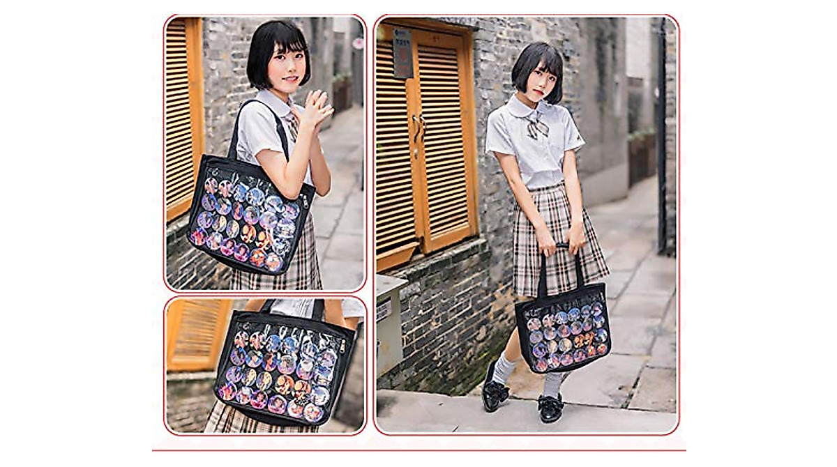 Stylish Ita Tote Bag with Clear Window for Pins and Cosplay