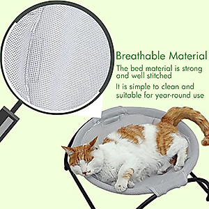 PHYEX Cat Bed Elevated Pet Hammock for Kitty Cat Small Dog, Easy Assembly Raised Cat Cot for Indoors & Outdoors, Gray