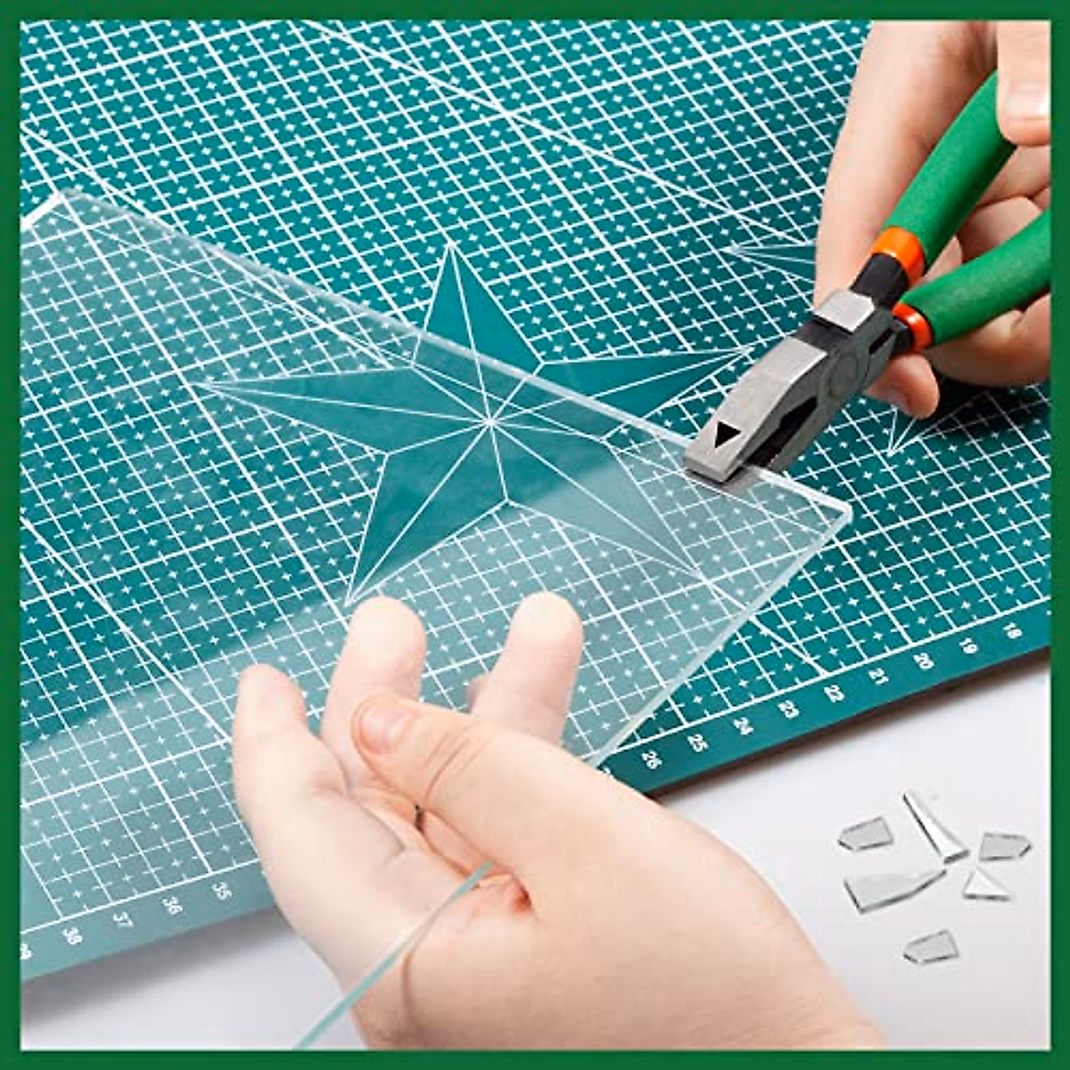 LEONTOOL 2pcs Glass Running Pliers Grozier Pliers Set with 2 Pairs Replacement Rubber Tips Key Fob Pliers Breaker Grozer Pliers Glass Cutters Tools for Stained Glass Work Glass Cutting