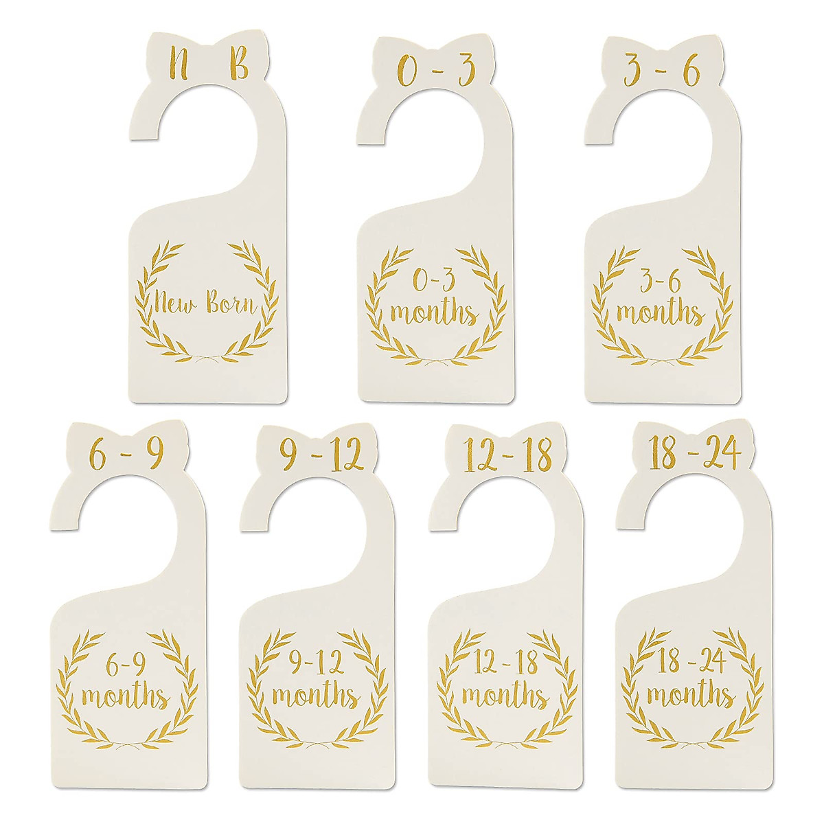 FresherAcc Baby Closet Dividers, 7 Packs Baby Clothes Organizers Nursery Decor, Unisex Boy Girl Wardrobe Size Age Organizer Dividers with Sizes Newborn to 18-24 Months (White One-7)