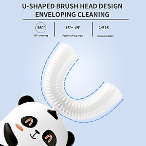 Kids Rechargeable Electric Toothbrush, U-Shaped Toddler Toothbrush, Ultrasonic Children's Toothbrush, Ages 2 to 12