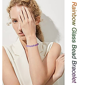 SAMOCO 18Pcs 8mm Beaded Stretch Bracelet Handmade Round Glass Bracelet for Women Multicolor Matte Beads Elastic Bracelet