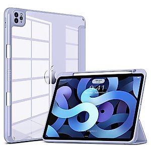 DTTOCASE for iPad Pro 11 Inch 4th/3rd/2nd/1st Generation Case, iPad Air 11-inch / 5th / 4th Generation Case with Clear Back,Pencil Holder,Auto Sleep/Wake,Camera Protection,Blue Purple