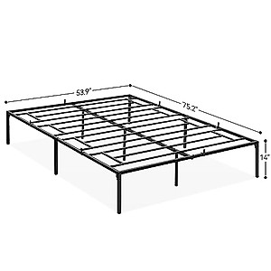 IDEALHOUSE 14 Inch Full Bed Frame with Storage,Metal Platform Full Bed Frame No Box Spring Needed Steel Slat Support Easy Assembly