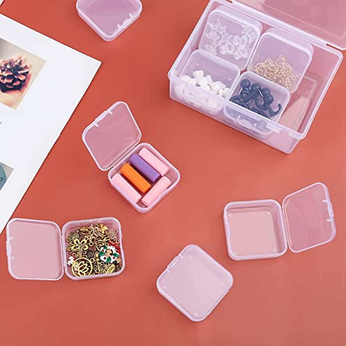 KINBOM 22 Pcs Plastic Storage Cases, Mini Bead Storage Box with Lids Rectangle Clear Bead Storage Container Organizer for Jewelry Making Crafts Small Items (2pcs Large, 20pcs Small)