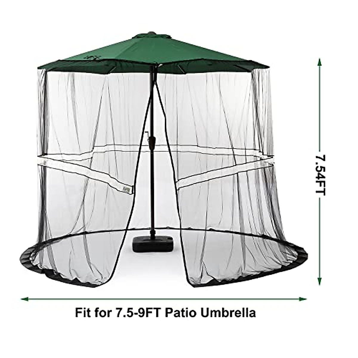 DOOSARG 7.5-10FT Umbrella Netting for Outdoor Umbrellas, Patio Umbrella Mosquito Netting with Led Strip Lights, Adjustable Rope, Fits 9Ft Outdoor Table Umbrellas (Black)