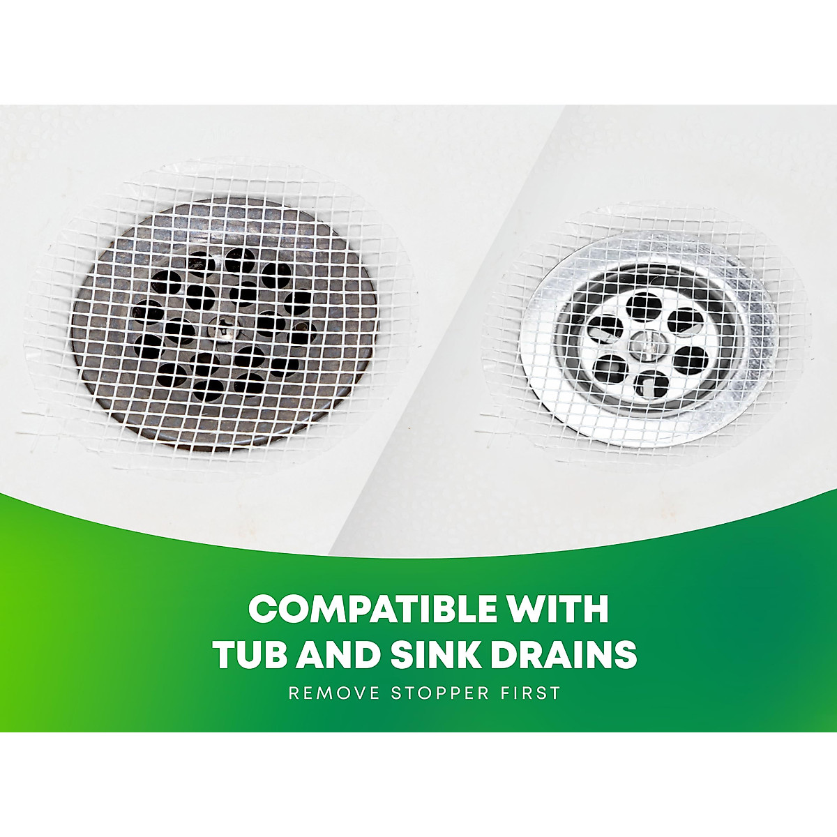 TubShroom Toss 26pk Disposable Drain Covers - Hair Catcher Mesh Sticker Strainers for Shower Bathtub and Bathroom Sink Drains to Prevent Clogged Drains, Half Year Supply