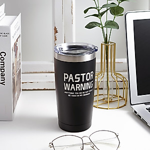 ARIABLE Pastor Warning Anything You Do or Say Could Be Used In Sermon 20 Ounce Black Vacuum Insulated Tumbler Funny Stainless Steel Drinkware Preacher Minister Appreciation Ordination Christmas Gifts