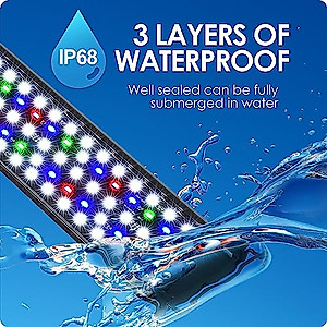 Gamalta Aquarium Light, 22W 24/7 Lighting Cycle, Sunrise/Daylight/Moonlight Mode and Custom Mode with Expandable Bracket, Adjustable Timer and 7 Color Brightness for 24~30IN Fish Tank