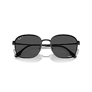 Ray-Ban RB3720 Square Sunglasses, Black/Dark Grey Polarized, 55 mm