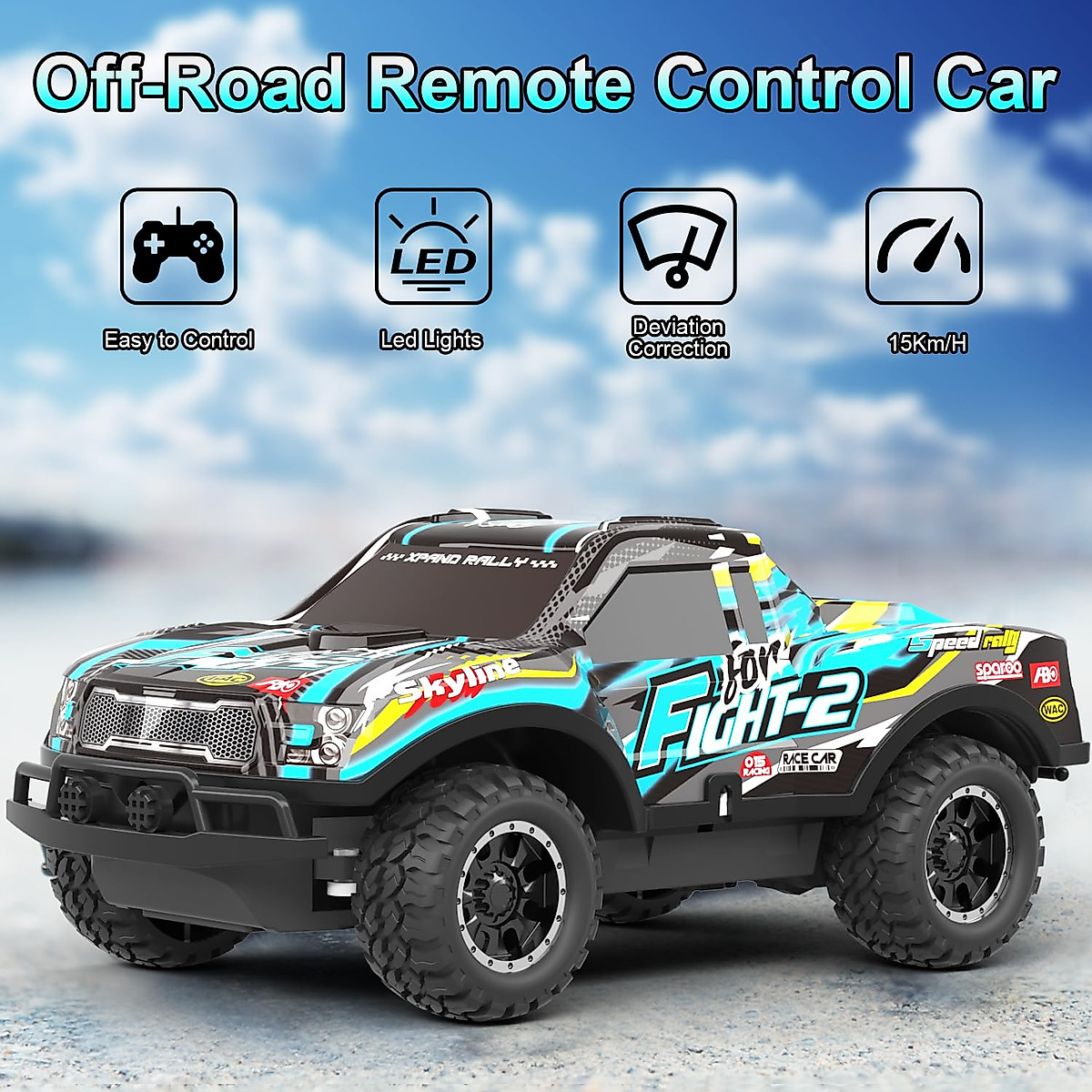 Remote Control Car, 1/24 Scale Model Racing Car Toys, RC Car for Kids and Boys with Cool Led Lights, Hobby RC Cars Toys Birthday Gifts for 3 4 5 6 7 8 Year Old Boys Girls