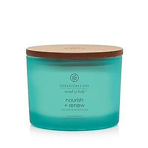 Chesapeake Bay Candle Mind & Body 3-Wick Coffee Table Jar Candle, Nourish + Renew (Coconut & Sandalwood)
