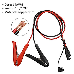 WMYCONGCONG 2 PCS SAE to Battery Alligator Clip 14AWG 12V SAE 2Pin Quick Disconnect Cable Quick Release Adapter to Alligator Clips for Motorcycle Car