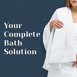 Luxury White Bath Towel Set - Combed Cotton Hotel Quality Absorbent 8 Piece Towels | 2 Bath Towels 700GSM | 2 Hand Towels | 4 Washcloths [Worth $72.95] 8Pc | White