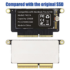 FLEANE FM17A 256GB PCIE 3.0x4 NVME 3D NAND TLC Flash SSD for MacBook Pro Retina A1708 (Late2016 - Mid2017), Included DIY Tools (256GB)