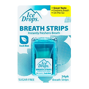 Ice Drops® | 24 Individual Packs of Sugar-Free Breath Strips for Instant Fresh Breath | Each Pack has 24 Fresh Mint Flavored Strips (576 Total Strips)