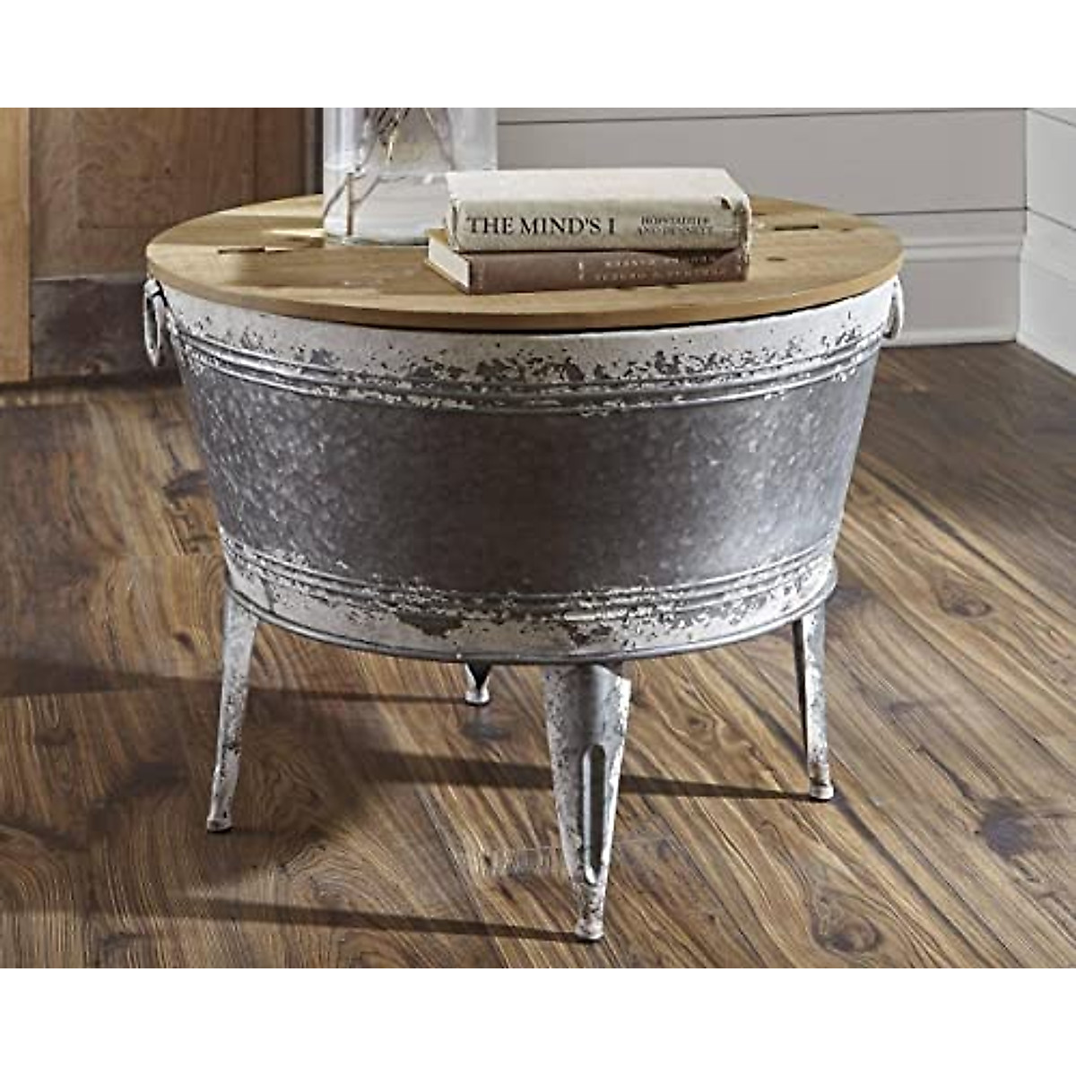 Signature Design by Ashley Shellmond Rustic Distressed Metal Accent Cocktail Table with Lift Top 20", Gray