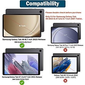 AVAWO Kids Case for Samsung Galaxy Tab A7 Lite 8.7 Inch 2021/A9 8.7 2023, with Strap, Shockproof Lightweight Handle Stand 2021(SM-T220/T225/T227)/2023(SM-X110/X115/X117), Blue