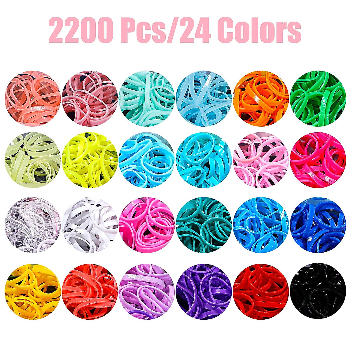 2000 Pcs Elastic Hair Rubber Bands for Girls, 24 Colors Small Girl Hair Ties Baby Hair Ties Elastic Rubber Bands with Topsy Tail Hair Tools Hair Accessories for Toddler Baby Girl Hair