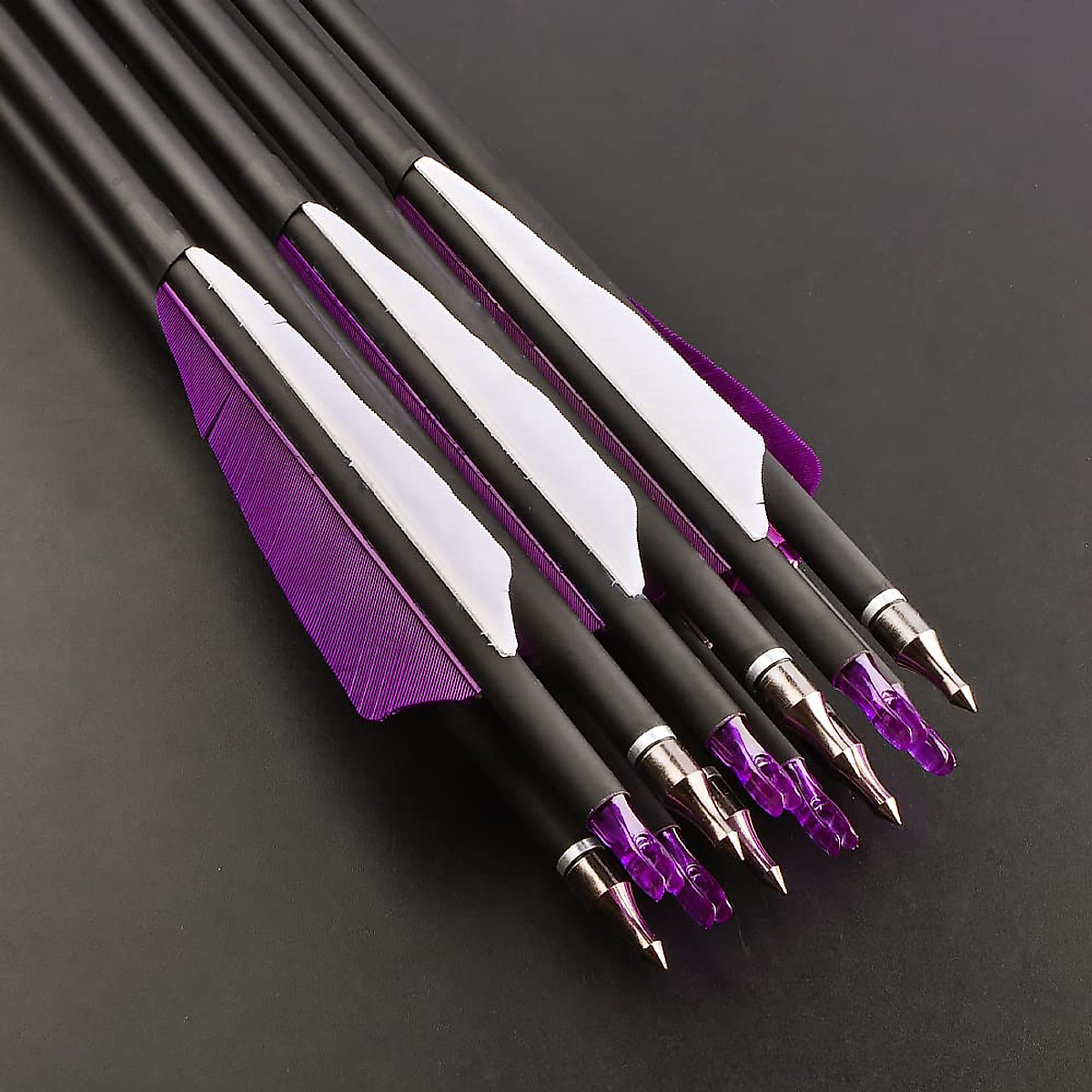 HNZMDY 50 Pcs 4 Inch 5 Inch Archery Arrow Fletching Turkey Feather Fletching Right Wing Left Wing Feather Real Arrow Vanes for Hunting Arrow Accessories DIY Archery (5 inch/Right Wing, White)