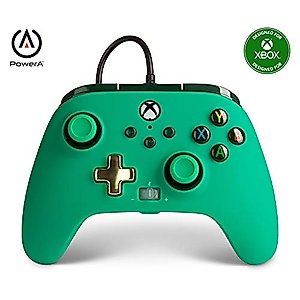 PowerA Enhanced Wired Controller for Xbox Series X|S - Green, Gamepad, Wired Video Game Controller, Gaming Controller, Works with Xbox One - Xbox Series X