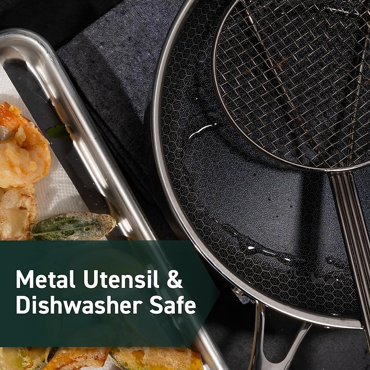 HexClad Hybrid Nonstick Dutch Oven, 5-Quart, Stainless Steel Lid, Dishwasher and Oven Safe, Induction Ready, Compatible with All Cooktops