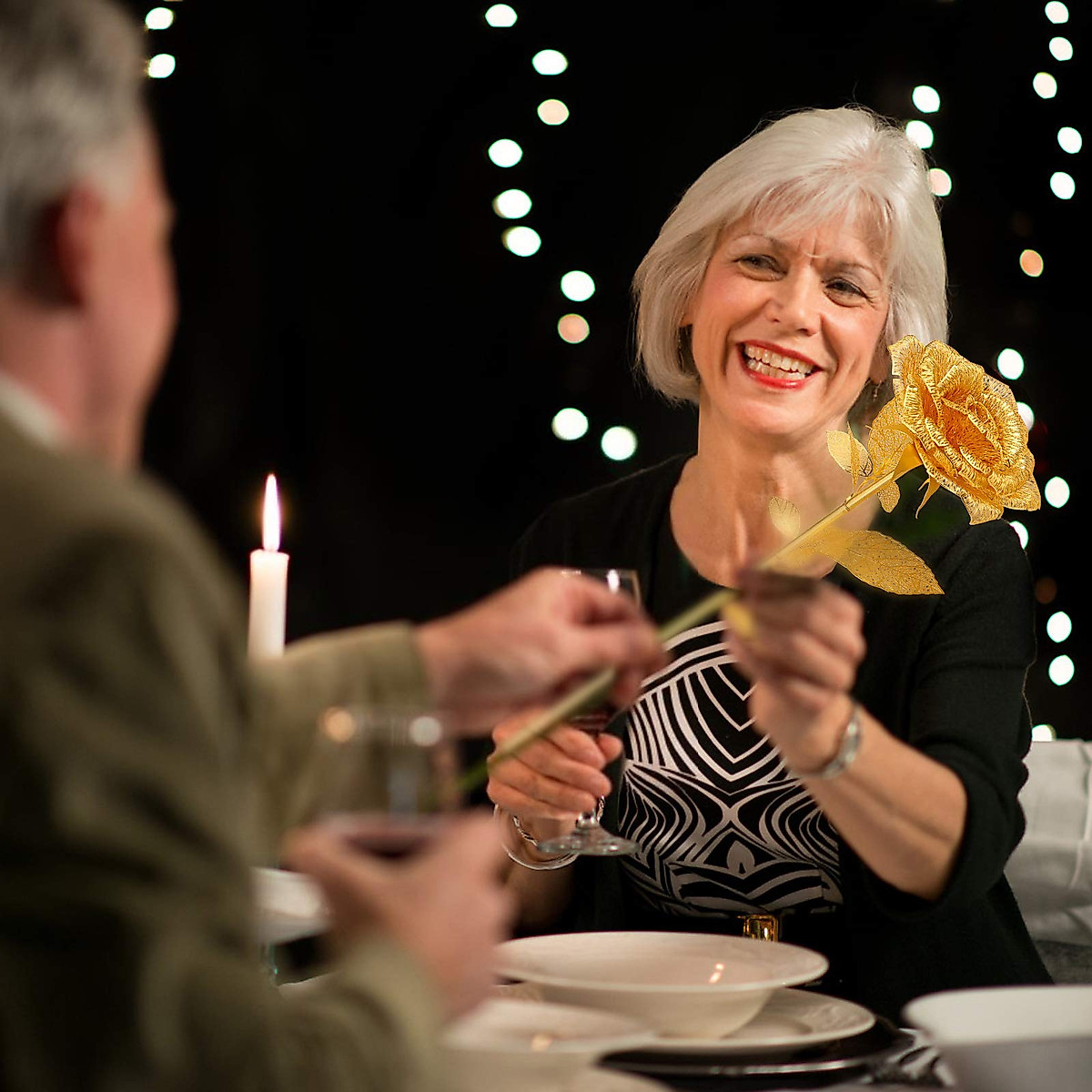 Piececool 3D Metal Puzzles Rose Flower Model Kits, Artificial Flowers Metal Building Blocks DIY 3D Puzzle for Adults, for Father Mothers Valentines Day, 15Pcs Gold