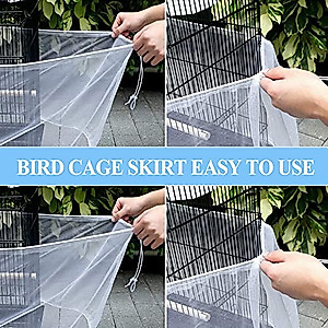 ASOCEA Extra Large Bird Cage Seed Catcher Guard Universal Birdcage Cover Nylon Mesh Net for Parrot Parakeet Macaw Lovebird African Grey - White (Not Include Birdcage) …
