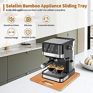 Appliance Slider, Bamboo Sliding Tray for Coffee Maker & Heavy Kitchen Appliances, Under Cabinet Countertop Appliance Sliding Rolling Tray with Smooth Rolling Wheels 16”X13”
