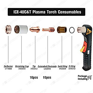 192048 Electrode 192052 Tip 40A for Plasma Cutting Miller Cutter ICE-40C ICE-40T ICE-55C ICE-55CM Series Torch 20pcs