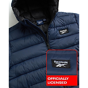 Reebok Men's Jacket – Lightweight Hooded Quilted Puffer Coat – Warm Insulated Winter Jacket for Men (S-4X), Size Medium, Solid Vector Navy