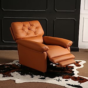 olimix Recliner Chair Push Back PU Leather Recliner Single Sofa Living Room Chair Modern Reclining Chair Recliner Sofa 21.2" Width (Orange)