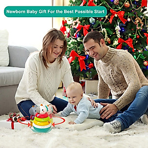 Yiosion Stacking Rings Baby Toy with Unicorn Topper, Weeble Wobble Stacking Toys for 3,6,9,12 Months Boy Girl Gifts, Baby Montessori Sensory Toys 6 to 12 Months Developmental