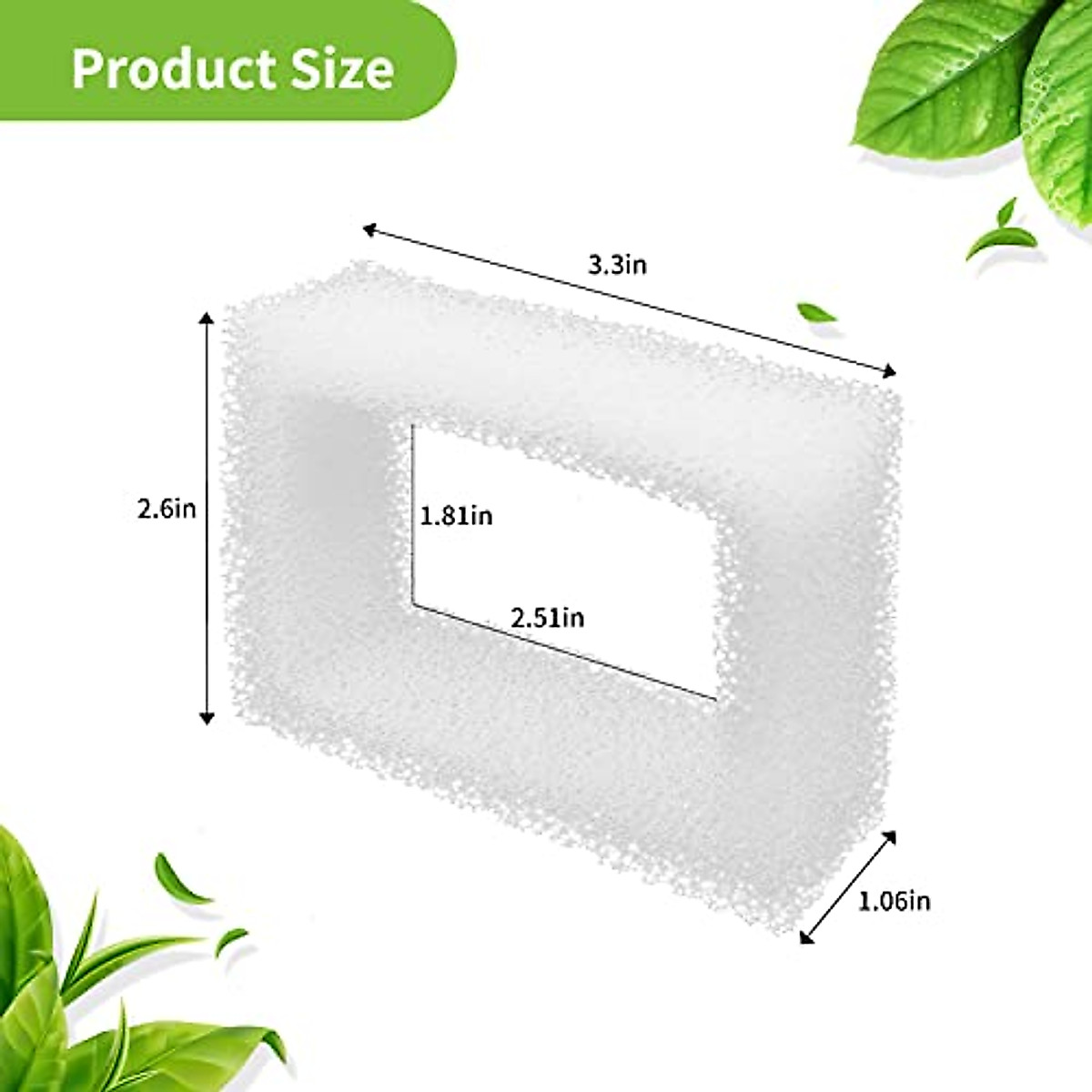 Sponge Foam Filter Replacement for Cup Cake Ceramic Pet Fountain and 2L/67oz Round Stainless Steel Cat Water Fountain, Katlikatqi Pre-Filter Compatible with DR-DC-160 Water Pump (Pack of 12)