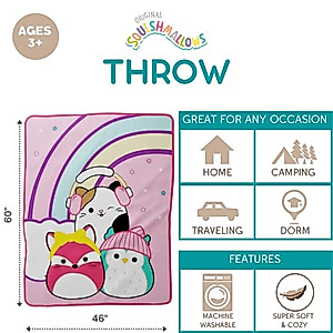Squishmallows Kids Bedding Super Soft Micro Raschel Throw, 46 in x 60 in, By Franco, Prints may vary as on cloud nine pattern/do not disturb pattern