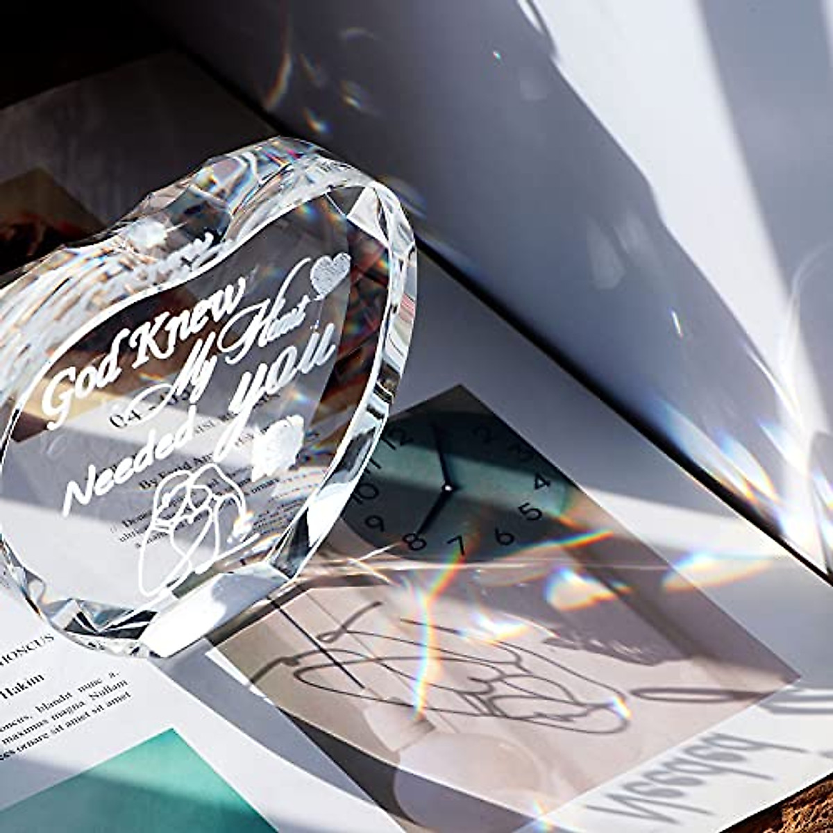 Love Gifts for Her on Anniversary, K9 Crystal Ornament Sign Engraved Loving Quotes, Glass Plaque Romantic Keepsake Presents for Wife Husband