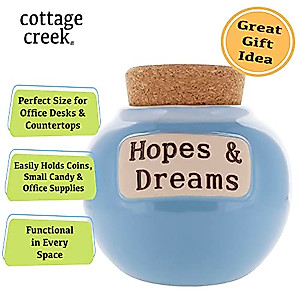 Cottage Creek Hopes and Dreams Jar, Ceramic Keepsake Jar, Wedding Wishes, Friend Gifts