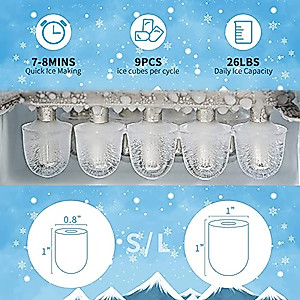 ARLIME Portable Ice Maker Machine with Self-Cleaning, 26Lbs/24H Ice Cube Maker, 9 Ice Cubes S/L Ready in 6 Mins, Small Cube with Ice Scoop and Basket, for Home/Kitchen/Office/Bar/RV(Gray)