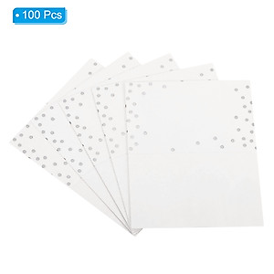 PATIKIL Tent Place Cards, 100pcs Greeting Cards 4.48 x 3.51inch Favor Decor Foldable Blank Card for Wedding Party DIY Table Name Place Cards Silver Tone Point White