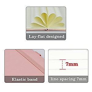 TurelinnG Hardback A5 Classic Notebook 196 Pages (Pink) A5 Journal Notebook ,Lined Hardback Notebook with Pen Holder ,192 Pages ,5.7 inches * 8.4 inches - for Women and Men