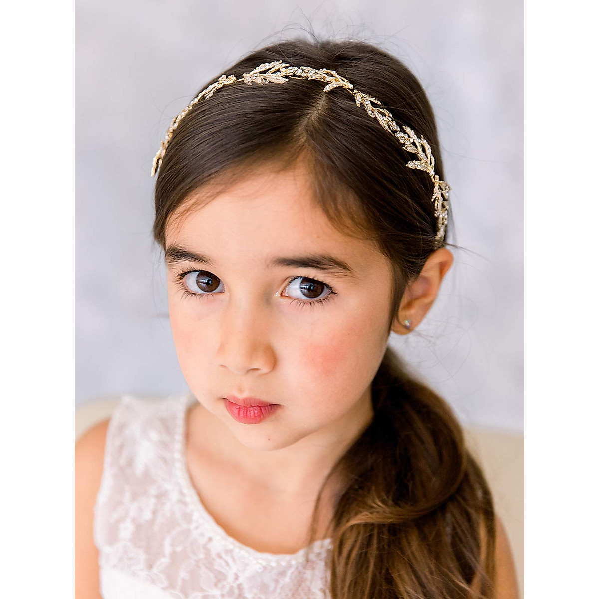 SWEETV Flower Girl Headpiece for Wedding Headband Princess Hair Accessories Little Girls Toddler Kids Crystal Hair Bands for Birthday Party Photography