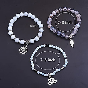 UEUC Tree of Life Yoga Healing Stone Bracelets,Multilayer Lotus Chakra Stone Reiki Bracelet Sets,Anxiety Crystal Natural Stone,for Women Stress Relief