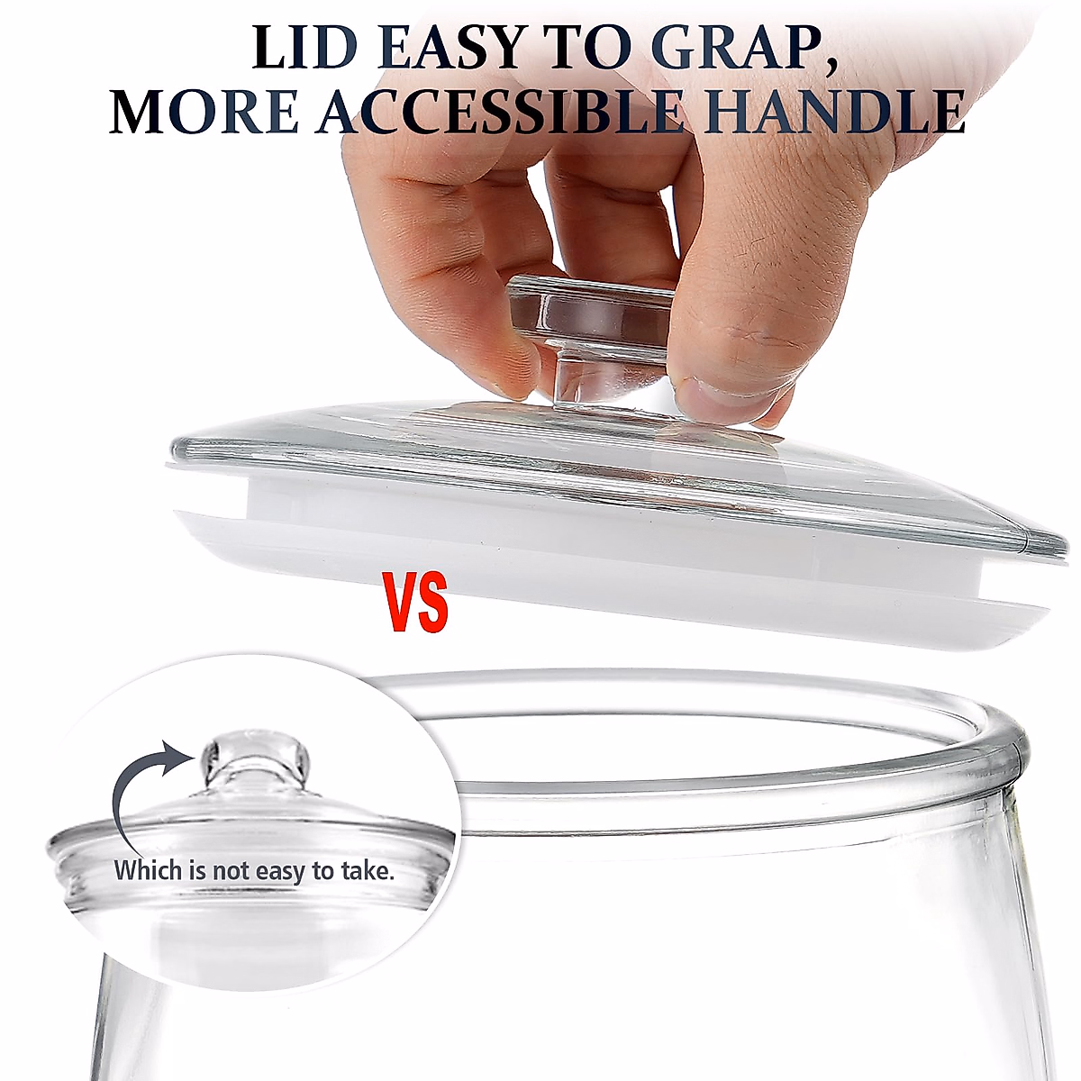 Folinstall Wide Mouth Apothecary Jar with Lid, 0.5 Gallon Glass Jar for Kitchen Storage and Laundry Room Organization, 72 oz Clear Glass Container for Cookie, Candy, Sugar, Flour, Nuts