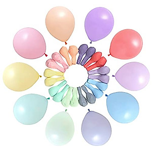 RUBFAC 120pcs Pastel Balloons Assorted Colors 12 Inches Multicolor Macaron Balloons for Kid's Birthday Rainbow Party Baby Shower Arch Garland Decoration