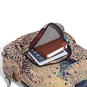 OPQRSTU Women Hippie Hand Bag Large Capacity Bohemian Bag Portable Tourist Fashion Backpacks (Khaki)