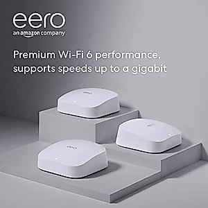Amazon eero Pro 6 mesh Wi-Fi 6 system | Fast and reliable gigabit speeds | connect 75+ devices | Coverage up to 6,000 sq. ft. | 3-pack, 2020 release